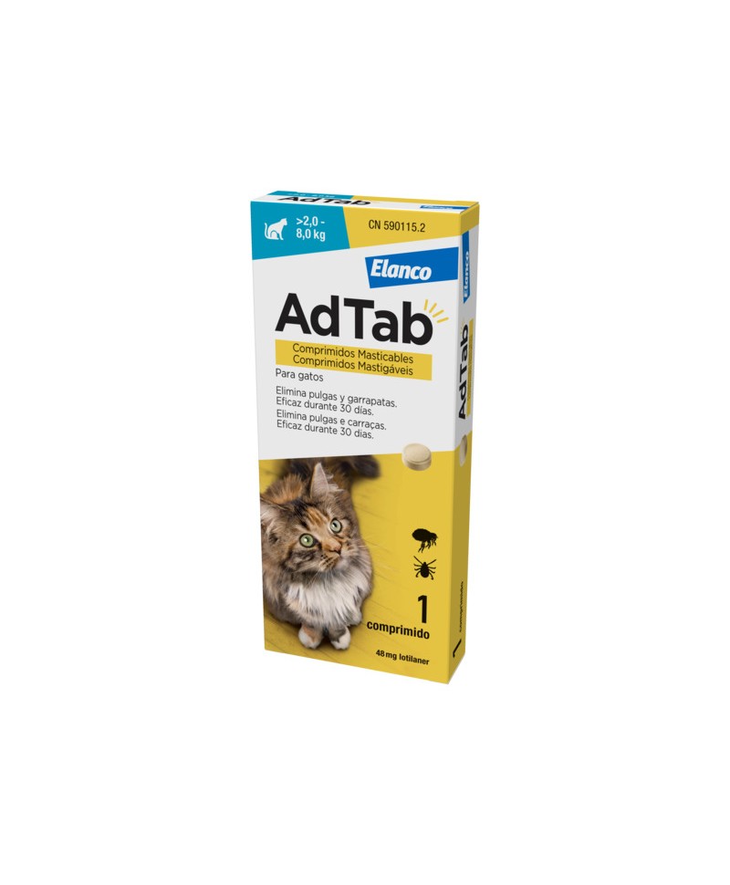 ADTAB CAT COMPRIMIDO MASTIGÁVEL | 2,0 - 8,0 KG